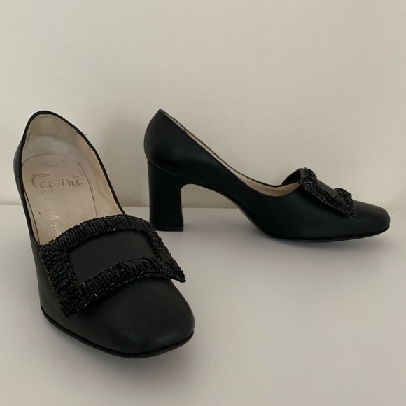 Vintage | Shoes | Vtg 6s 70s Buckle Mod Goth Chunky Pilgrim Heels 6 ...